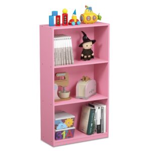 FURINNO Basic 3-Tier Bookcase Storage Shelves, Pink