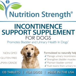 Nutrition Strength Dog Incontinence Support, Supplement for Dog Bladder Health, Organic Support for Dogs Leaking Urine, Promotes Dog Bladder Control, 120 Chewable Tablets