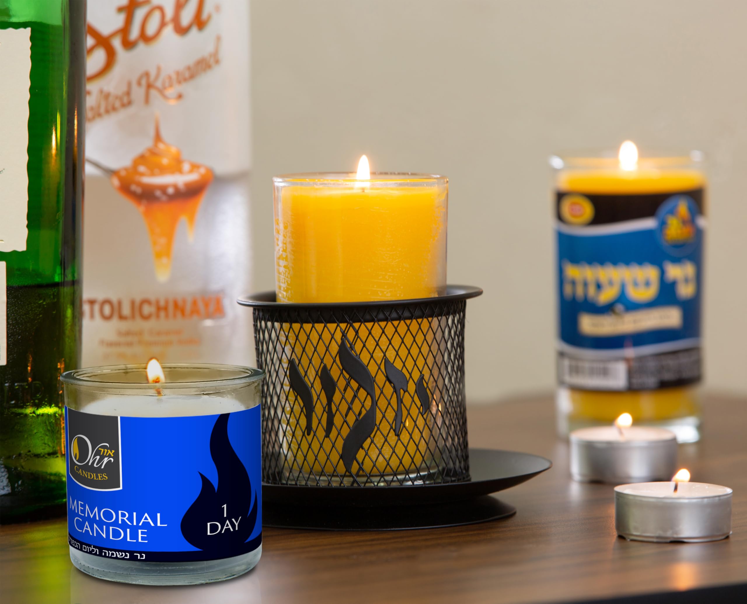 Ohr Candles Yahrzeit Memorial Candles - 1 Day Yahrzeit Candle - Yartzeit Candles 24 Hour Yom Kippur Jewish Candles in Glass Tumbler - 6 Pack