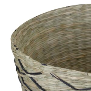 Northlight Natural Woven Lattice Seagrass Basket, 12", Brown and Black