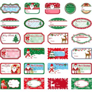 jetec 102 pcs christmas name tags self adhesive gift tag stickers xmas presents labels with santa claus snowmen xmas tree deer for festival christmas birthday wedding presents gift