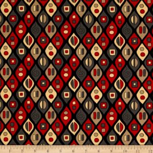 quilting treasures "june bee esme diamond geo black" quilt fabric, gold/red/black