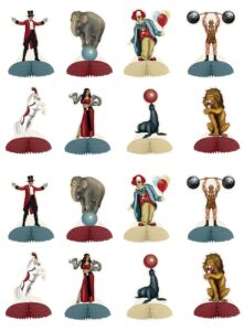 beistle vintage circus mini centerpieces 16 piece, 5", multicolored , 16 count (pack of 1)