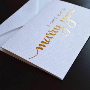 MAGJUCHE I Can't Wait to Marry You Wedding Day Card, to Your Bride or Groom, Gold Foil Notecard Love Note Before I Do