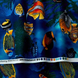 Island Sanctuary Sea Tropical Fish Cobalt, Quilting Fabric by the Yard