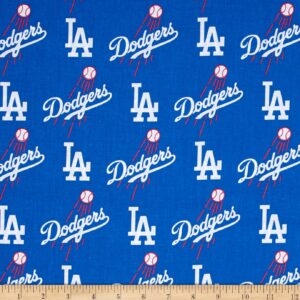 fabric traditions mlb cotton broadcloth los angeles dodgers blue/white fabric by the yard