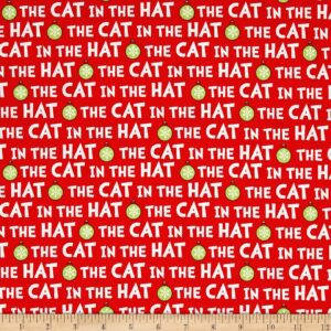 robert kaufman "the cat in the hat christmas words" quilt fabric, red