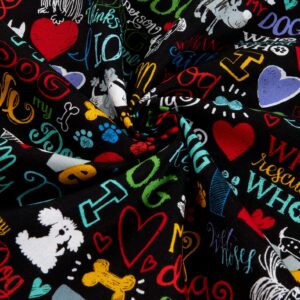 Timeless Treasures I Love My Dog Words Black, Quilting Fabric by the Yard