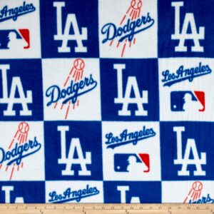 mlb los angeles dodgers fleece, fabric by the yard