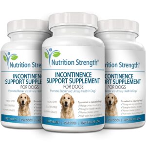 Nutrition Strength Dog Incontinence Support, Supplement for Dog Bladder Health, Organic Support for Dogs Leaking Urine, Promotes Dog Bladder Control, 120 Chewable Tablets