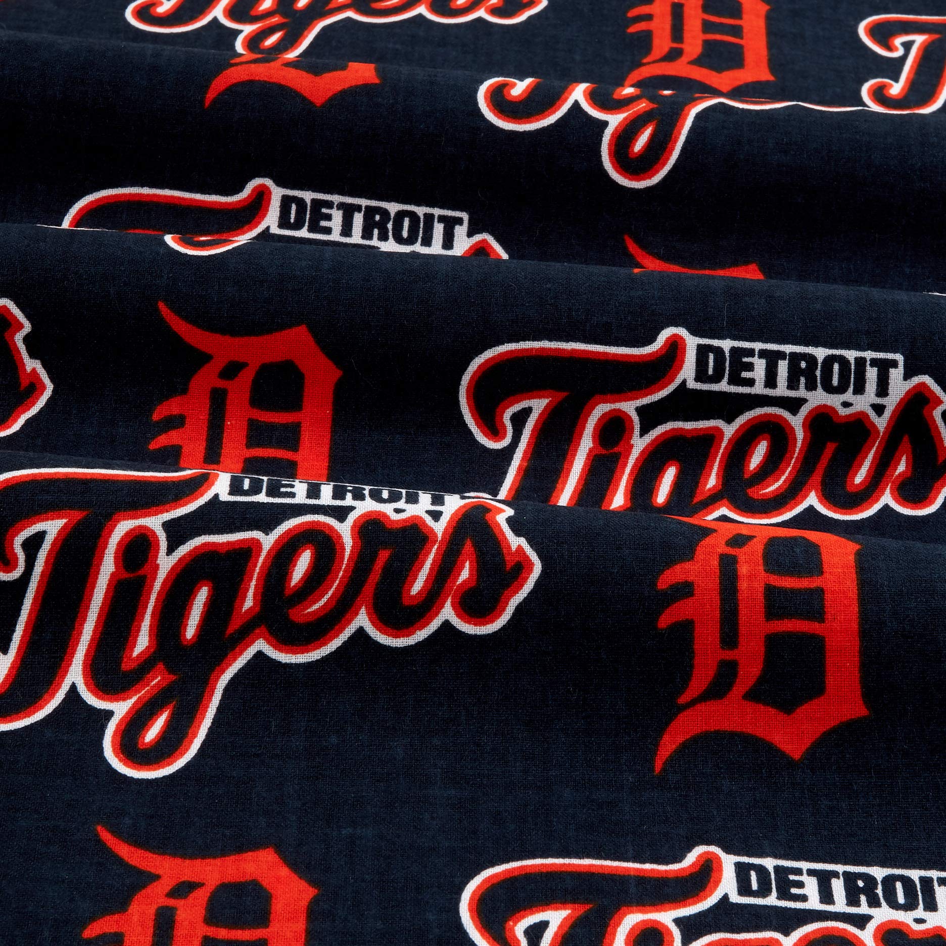 MLB Cotton Broadcloth Detroit Tigers Orange/Navy, Fabric by the Yard