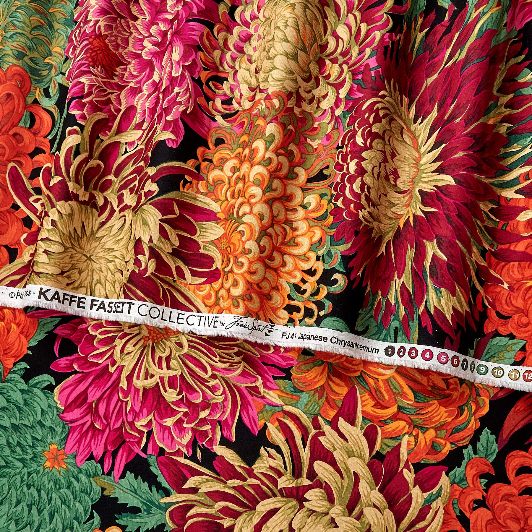 Kaffe Fassett Collective 2010 Drama Japanese Chyrsanthemum Red, Fabric by the Yard