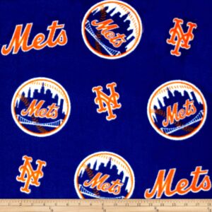 mlb new york mets fleece, fabric by the yard