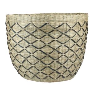 northlight natural woven lattice seagrass basket, 12", brown and black