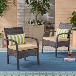 Christopher Knight Home 305809 Otto Outdoor Wicker Club Chair, Brown and Tan(Set of 2)