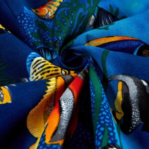 Island Sanctuary Sea Tropical Fish Cobalt, Quilting Fabric by the Yard