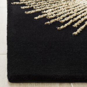 SAFAVIEH Soho Collection 5' x 8' Black / Beige SOH655Z Handmade Premium Wool & Viscose Area Rug