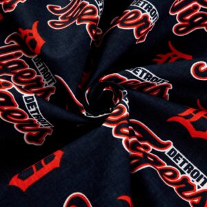 MLB Cotton Broadcloth Detroit Tigers Orange/Navy, Fabric by the Yard