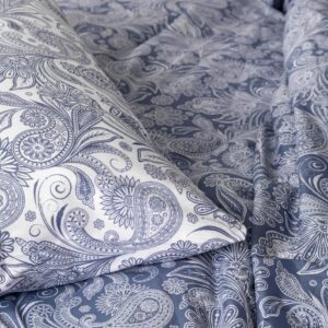 Southshore Fine Living, Inc. Reversible Paisley Duvet Cover King Size/California King - Premium Quality King Boho Bedding Set, Easy Care - 1 King/Cal King Duvet Cover, 2 Shams - Paisley Blue