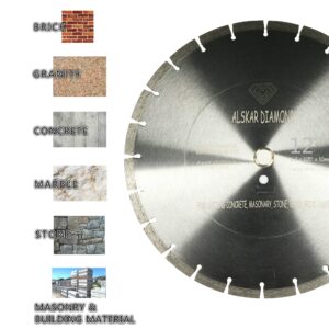 ALSKAR DIAMOND USA ADLSS 12 inch Dry or Wet Cutting General Purpose Segmented High Speed Diamond Saw Blades for Concrete Stone Brick Masonry with Arbor 1"-20mm (12")