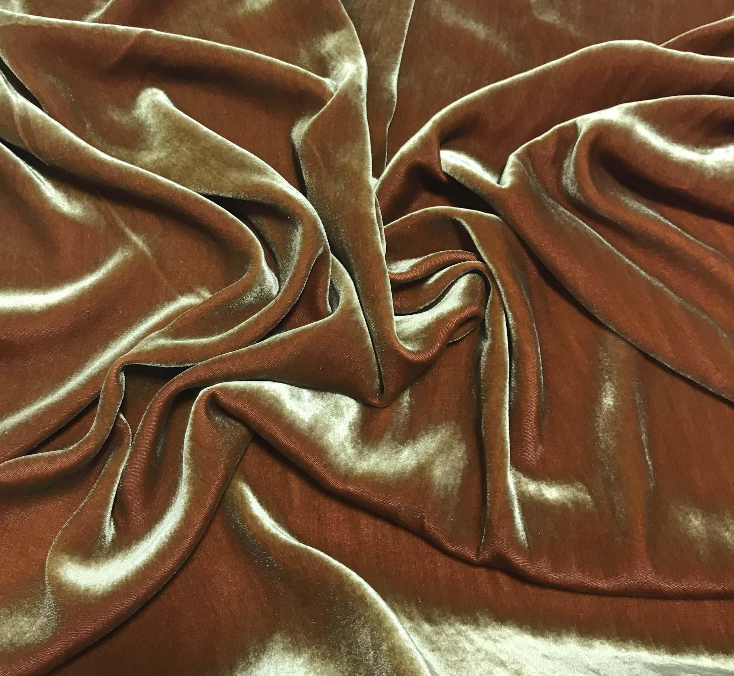 Iridescent Golden Red - Silk Velvet Fabric