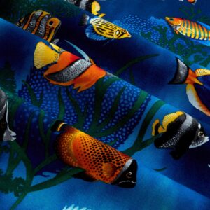 Island Sanctuary Sea Tropical Fish Cobalt, Quilting Fabric by the Yard