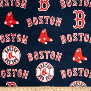 mlb fleece boston red sox toss white/red, fabric by the yard