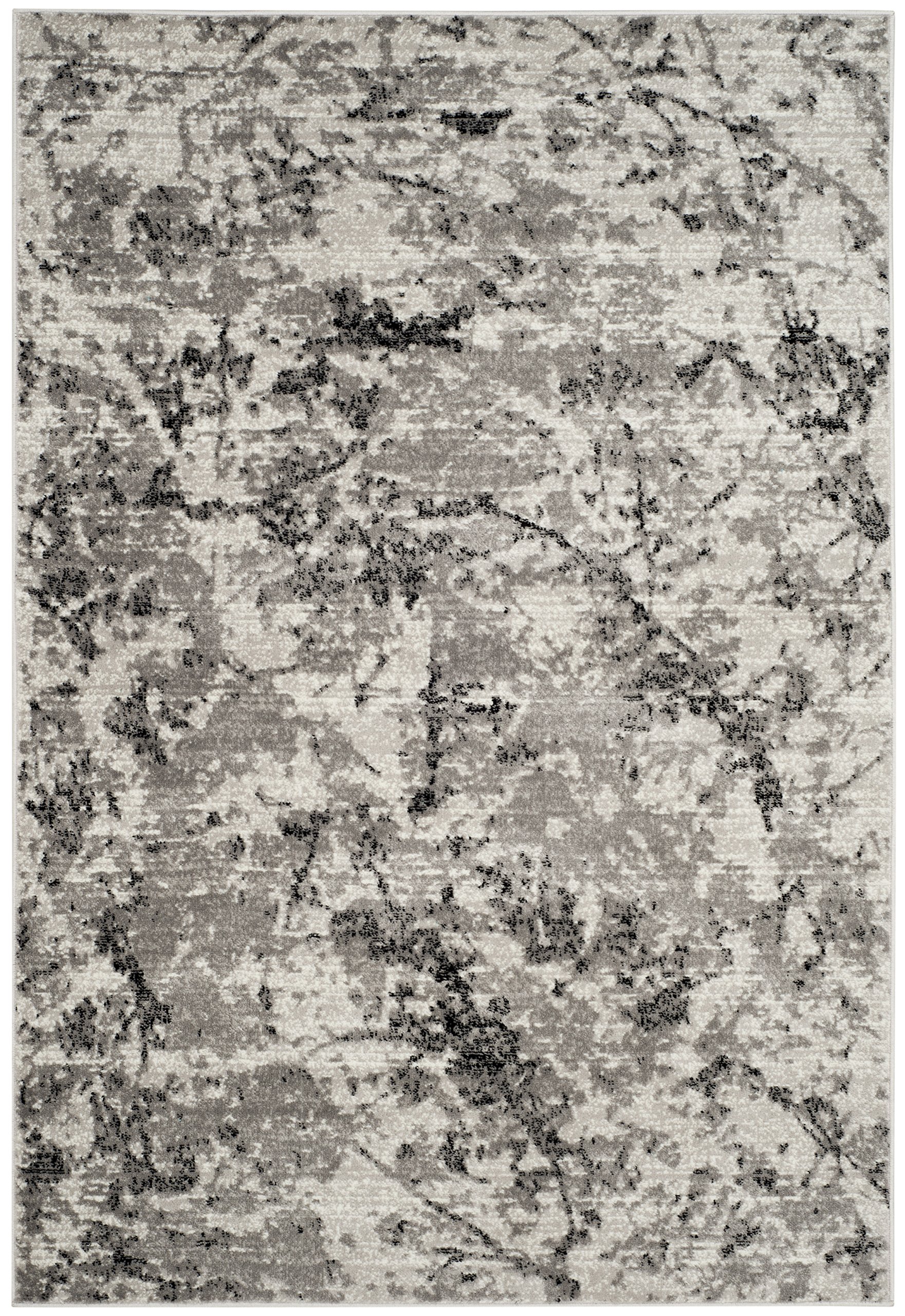 SAFAVIEH Skyler Collection 4' x 6' Grey/Ivory SKY186K Modern Abstract Non-Shedding Living Room Bedroom Accent Rug