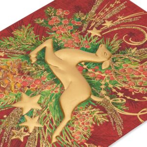 Papyrus Holiday Cards Boxed with Envelopes, Warm Wishes, Gold Reindeer (12-Count)