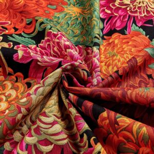 kaffe fassett collective 2010 drama japanese chyrsanthemum red, fabric by the yard