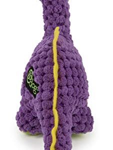 goDog Checkers Just for Me Dinos Bruto Squeaky Plush Dog Toy, Chew Guard Technology - Purple, Mini