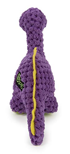 goDog Checkers Just for Me Dinos Bruto Squeaky Plush Dog Toy, Chew Guard Technology - Purple, Mini