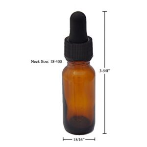 Dropper Stop® 1/2 oz Amber Glass Dropper Bottles (15mL) with Tapered Glass Droppers - Pack of 100