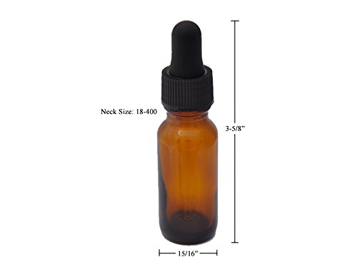 Dropper Stop® 1/2 oz Amber Glass Dropper Bottles (15mL) with Tapered Glass Droppers - Pack of 100