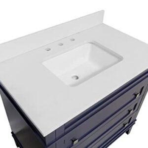 Eleanor 36-inch Bathroom Vanity (Quartz/Marine Gray): Includes Marine Gray Cabinet with Stunning Quartz Countertop and White Ceramic Sink