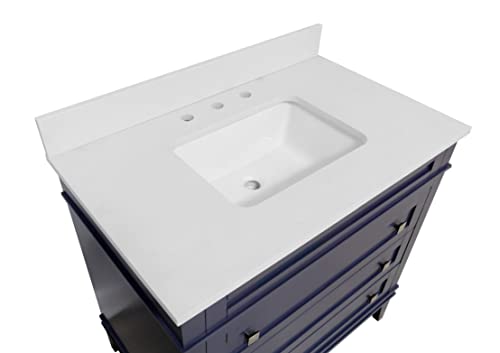 Eleanor 36-inch Bathroom Vanity (Quartz/Marine Gray): Includes Marine Gray Cabinet with Stunning Quartz Countertop and White Ceramic Sink