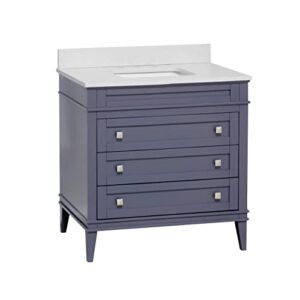 Eleanor 36-inch Bathroom Vanity (Quartz/Marine Gray): Includes Marine Gray Cabinet with Stunning Quartz Countertop and White Ceramic Sink