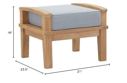 Modway EEI-1152-NAT-GRY-SET Marina Premium Grade A Teak Wood Outdoor Patio Ottoman, Natural Gray