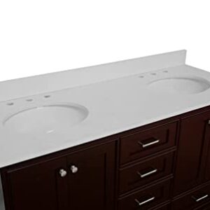 Kitchen Bath Collection Harper 60-inch Double Bathroom Vanity (Quartz/Chocolate): Includes Chocolate Cabinet with Stunning Quartz Countertop and White Ceramic Sinks