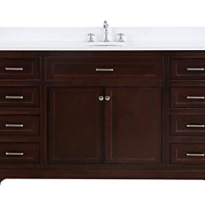 Kitchen Bath Collection Aria 60-inch Single Bathroom Vanity (Quartz/Chocolate): Includes Chocolate Cabinet with Stunning Quartz Countertop and White Ceramic Sink