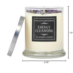 Energy Cleansing Candle by New Moon Beginnings - Crystal & Herb Candles - Protection Candles - All Natural Soy Candle - Lavender Sage Cedar