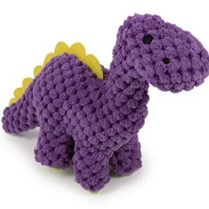 goDog Checkers Just for Me Dinos Bruto Squeaky Plush Dog Toy, Chew Guard Technology - Purple, Mini