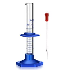 thick glass graduated cylinder measuring liquid lab cylinders with anti-falling plastic base and bumper guards (glass, 10ml)