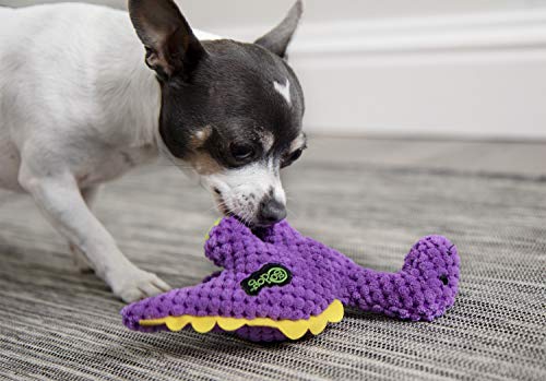 goDog Checkers Just for Me Dinos Bruto Squeaky Plush Dog Toy, Chew Guard Technology - Purple, Mini