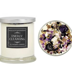 Energy Cleansing Candle by New Moon Beginnings - Crystal & Herb Candles - Protection Candles - All Natural Soy Candle - Lavender Sage Cedar