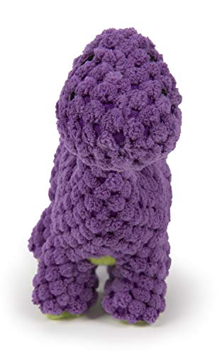 goDog Checkers Just for Me Dinos Bruto Squeaky Plush Dog Toy, Chew Guard Technology - Purple, Mini