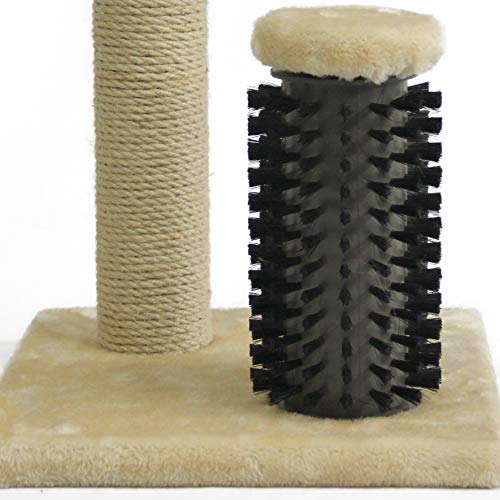 Amazon Basics Cat Scratching Post with Brush for Indoor Cats, 12.2 x 12.2 x 16.54 inch for Kittens, Beige