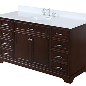 Kitchen Bath Collection Aria 60-inch Single Bathroom Vanity (Quartz/Chocolate): Includes Chocolate Cabinet with Stunning Quartz Countertop and White Ceramic Sink