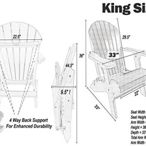 DuraWeather Poly Folding Adirondack - Unwind Edition Featuring Built-in Cup Holders (Weatherwood)