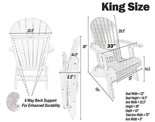 DuraWeather Poly Folding Adirondack - Unwind Edition Featuring Built-in Cup Holders (Weatherwood)